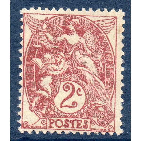 Timbre France Yvert No 108 Type blanc 2c Brun lilas neuf ** - Issoire ...